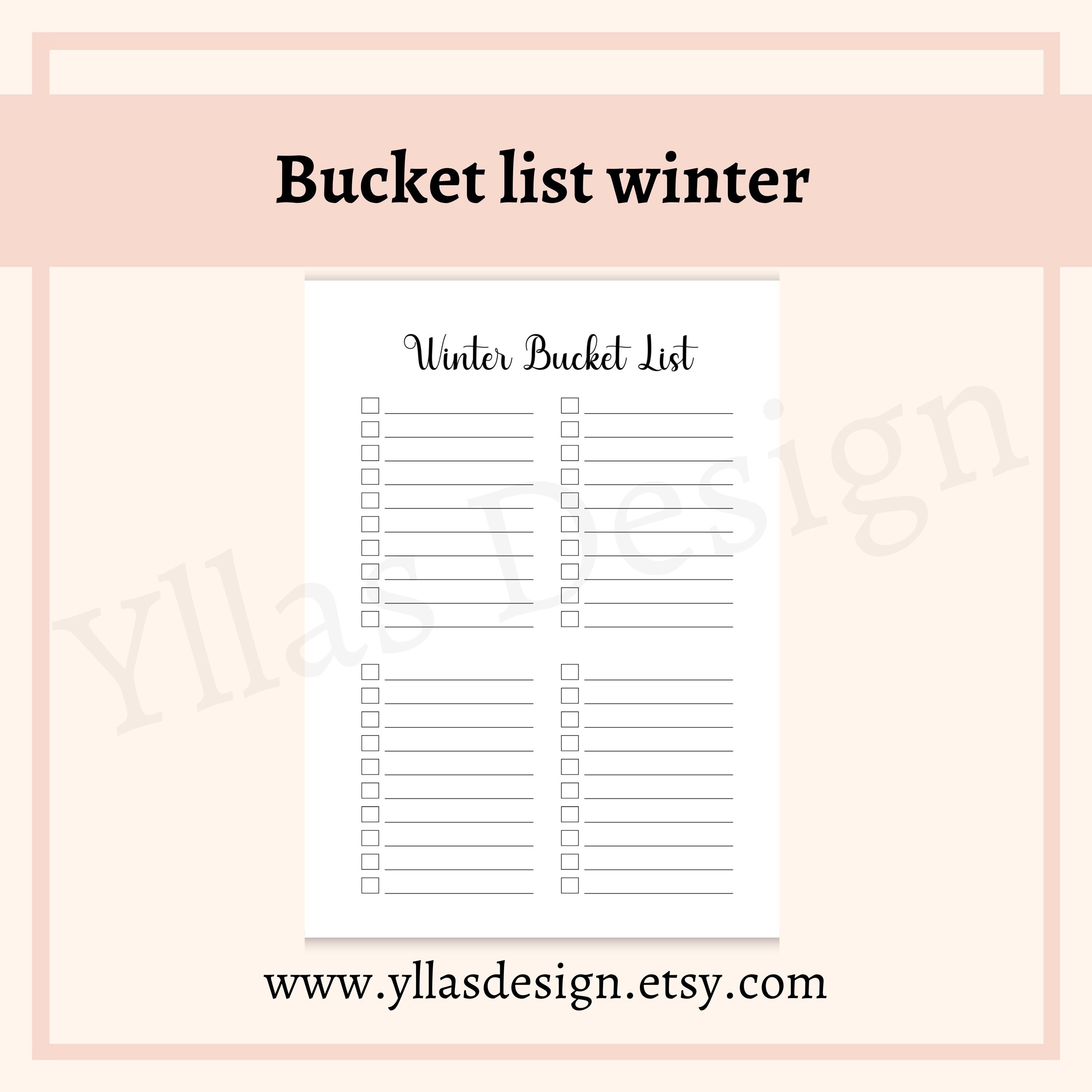 Winter Bucket List Printable Journal Page Pdf Winter Activities Winter ...