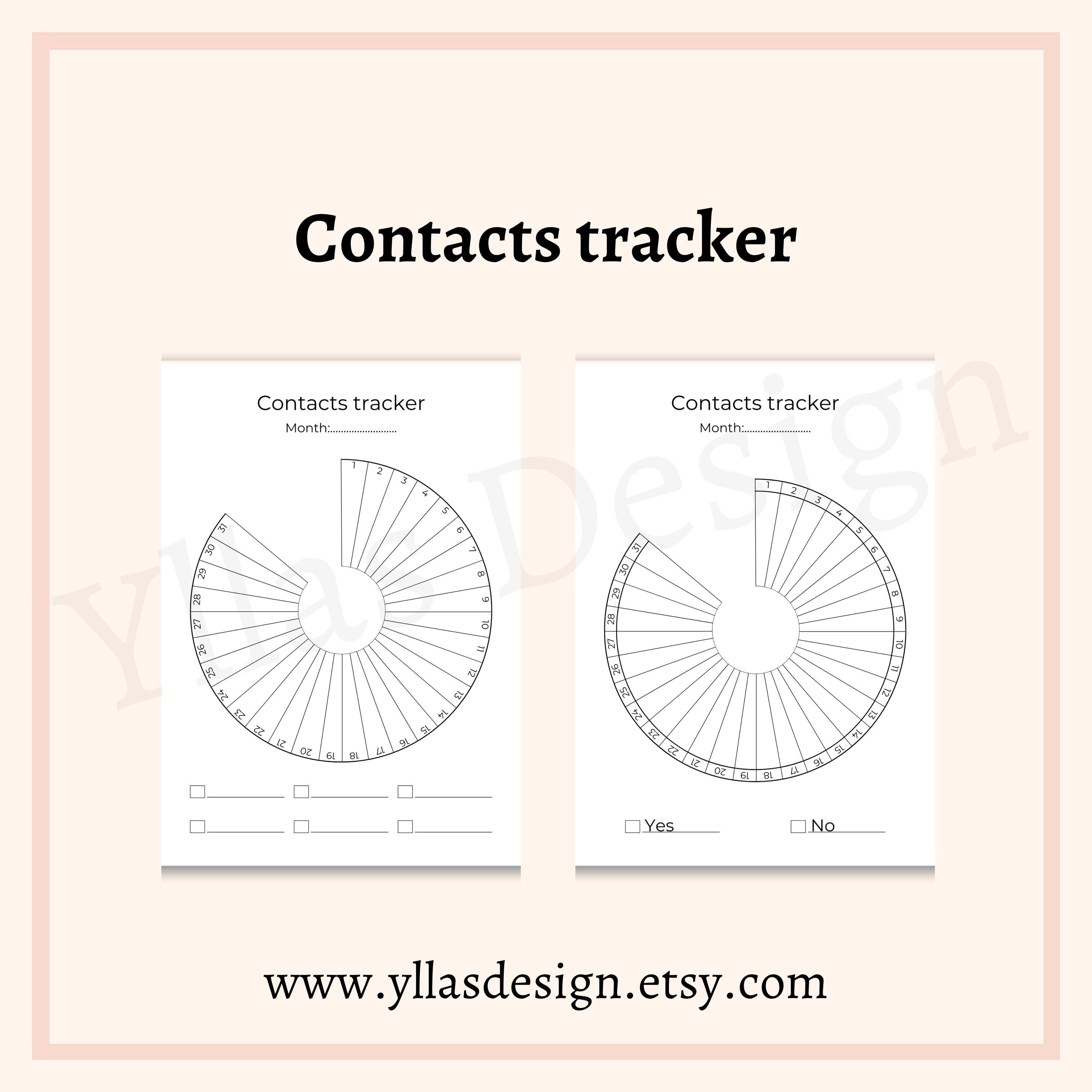 Contacts Tracker Printable Pdf Track Contacts Monthly Tracker Contact ...