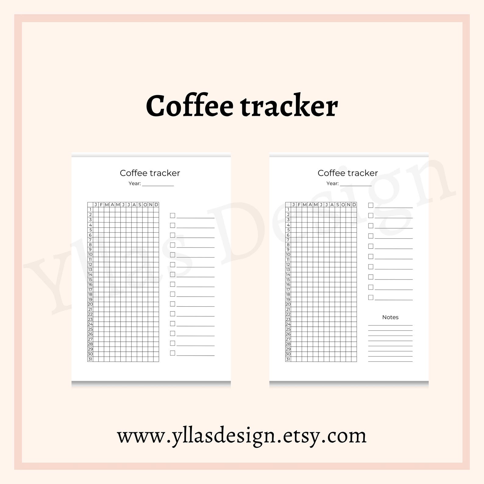 Coffee Tracker Printable Pdf Caffeine Tracker Health Tracker Food ...