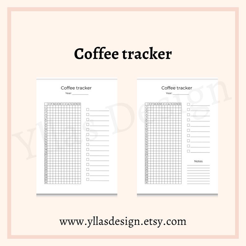 Coffee Tracker Printable Pdf Caffeine Tracker Health Tracker Food Tracker Habit Tracker Instant ...