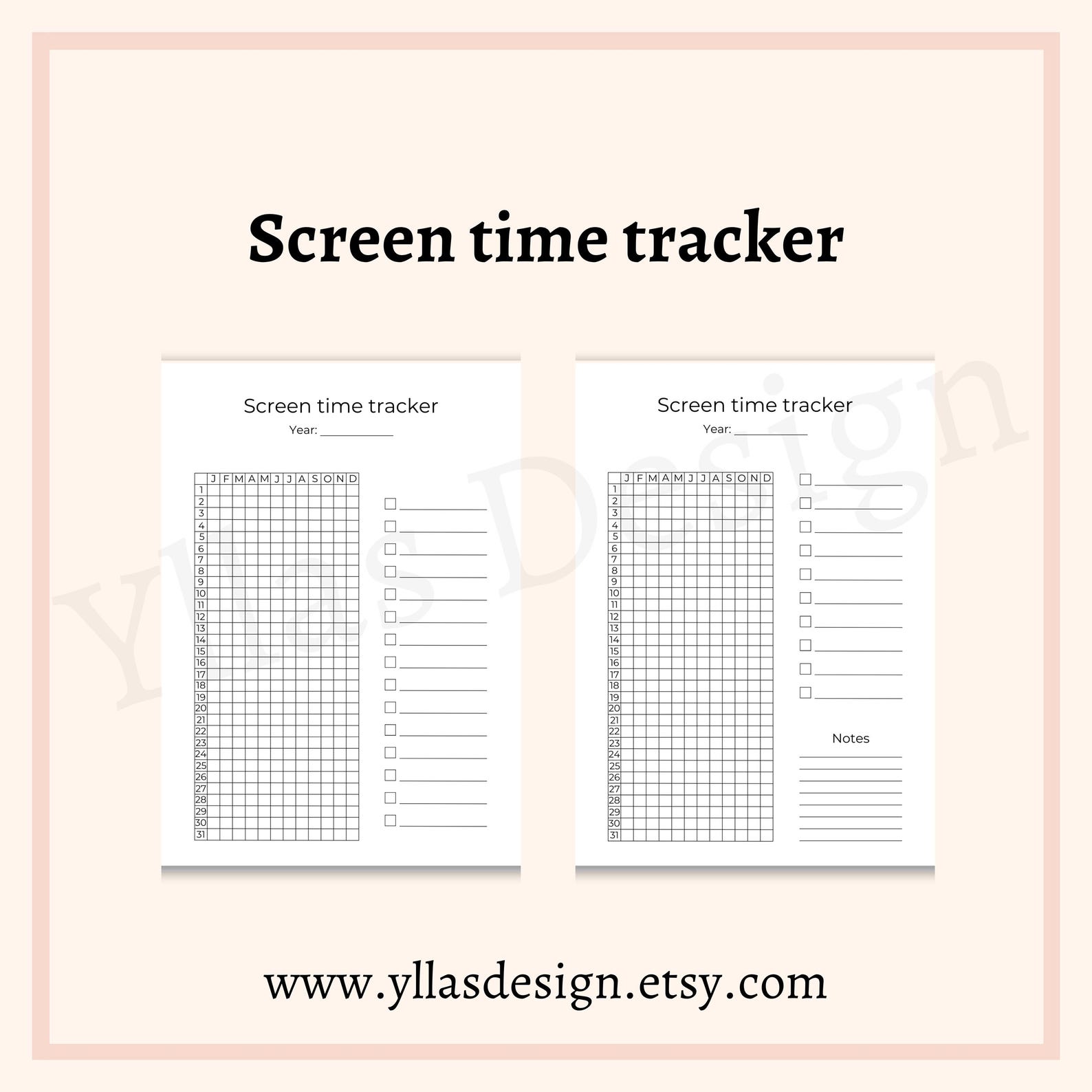 Screen Time Tracker Printable Pdf Habit Tracker Phone Tracker Journal ...