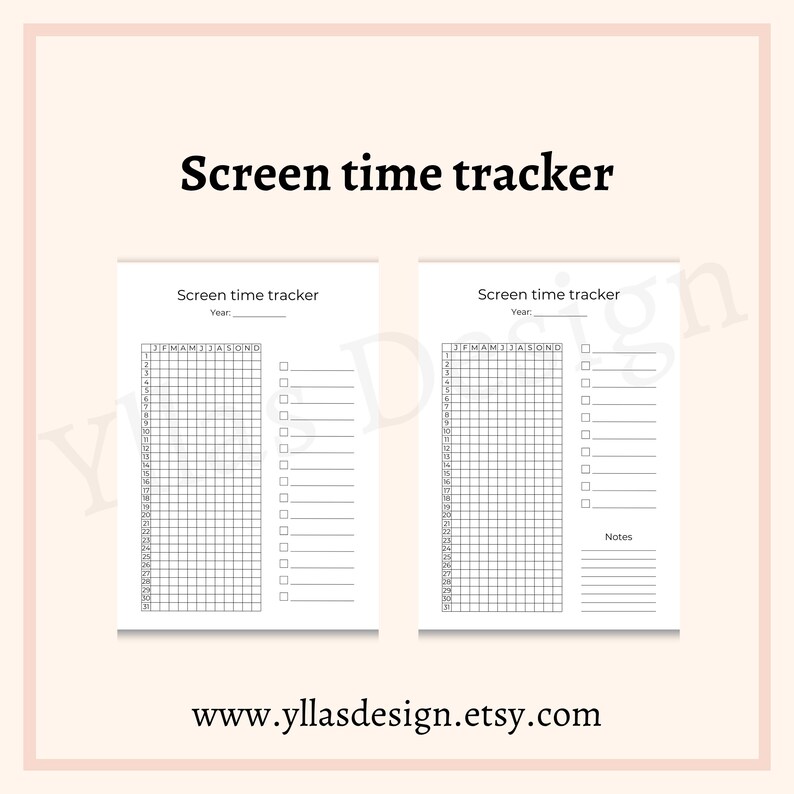 Screen Time Tracker Printable Pdf Habit Tracker Phone Tracker Journal ...