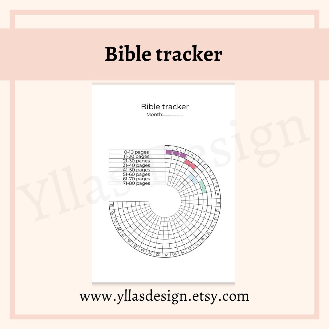 Bible Tracker Printable Pdf Bible Study Organizer Monthly Bible Reading ...