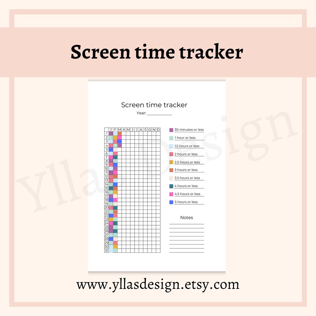 Screen Time Tracker Printable Pdf Habit Tracker Phone Tracker Journal ...