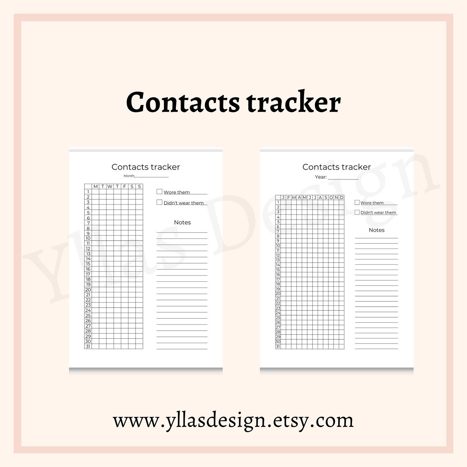 Contacts Tracker Printable Pdf Track Contacts Tracker Contact Lenses ...
