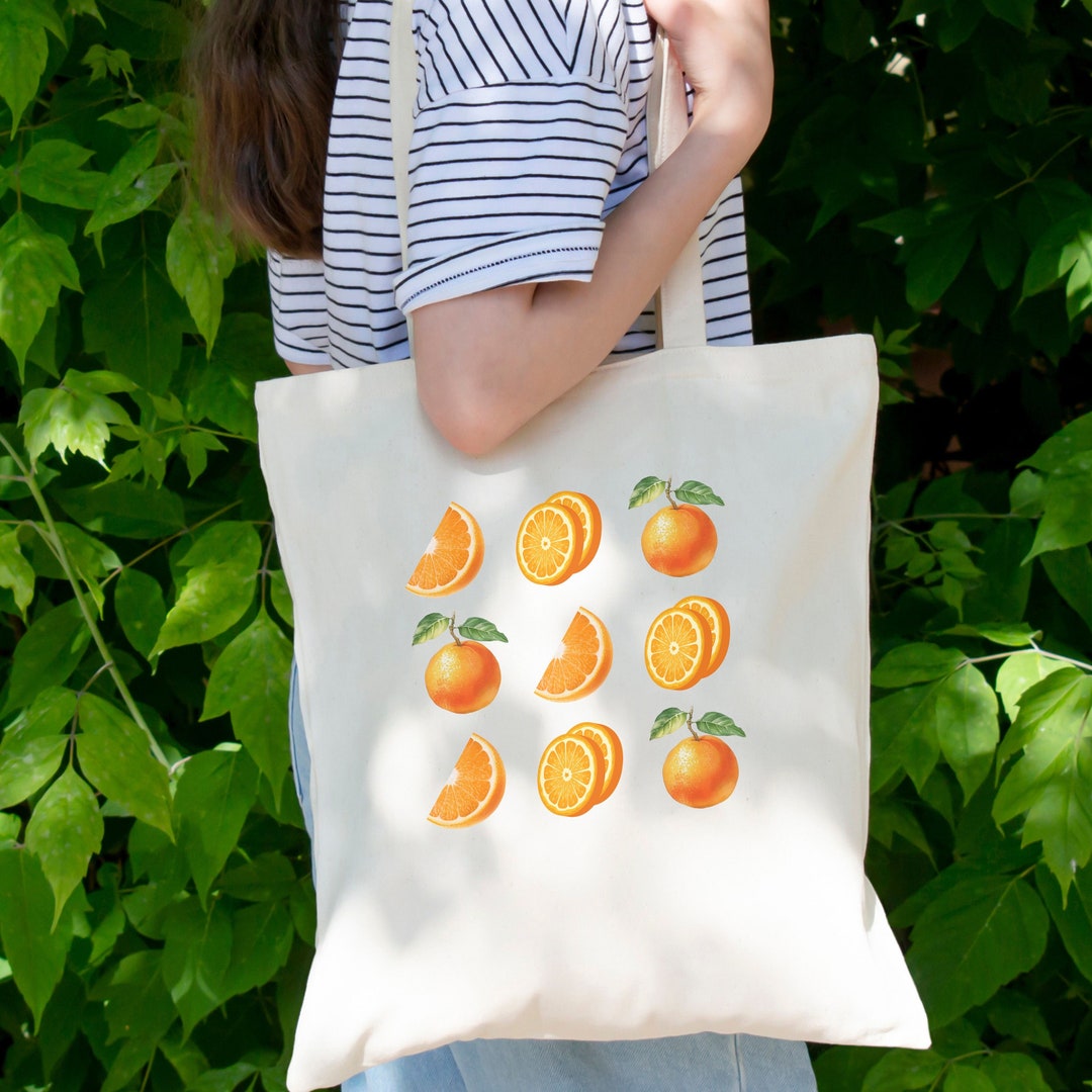 Orange Fruit Tote Bag Cute Citrus Design Reusable Grocery Bag Eco ...