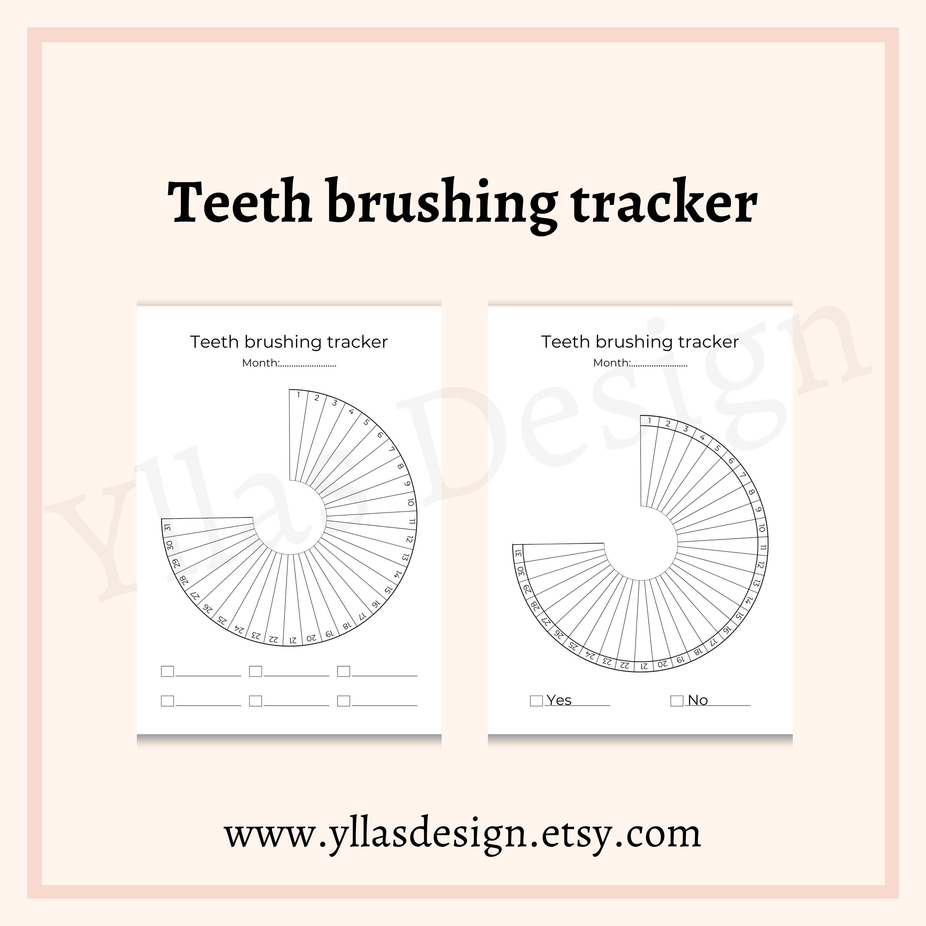 Teeth Brushing Tracker Printable Pdf Dental Hygiene Tracker Kids Teeth ...