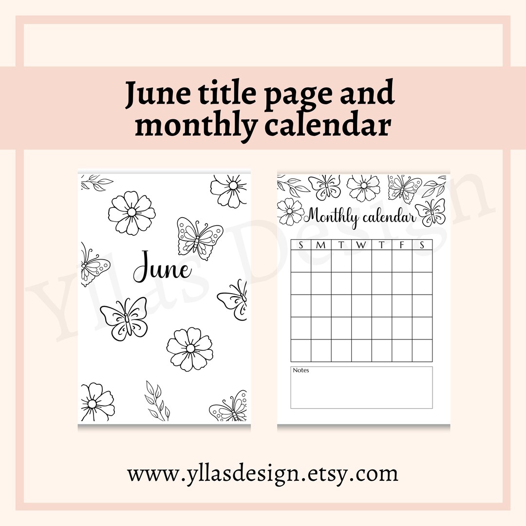 June Title Page Printable Pfd Butterfly Monthly Cover Page Monthly ...