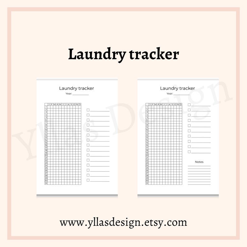 Laundry Tracker Printable Pdf Journal Page Laundry Daily Tracker ...