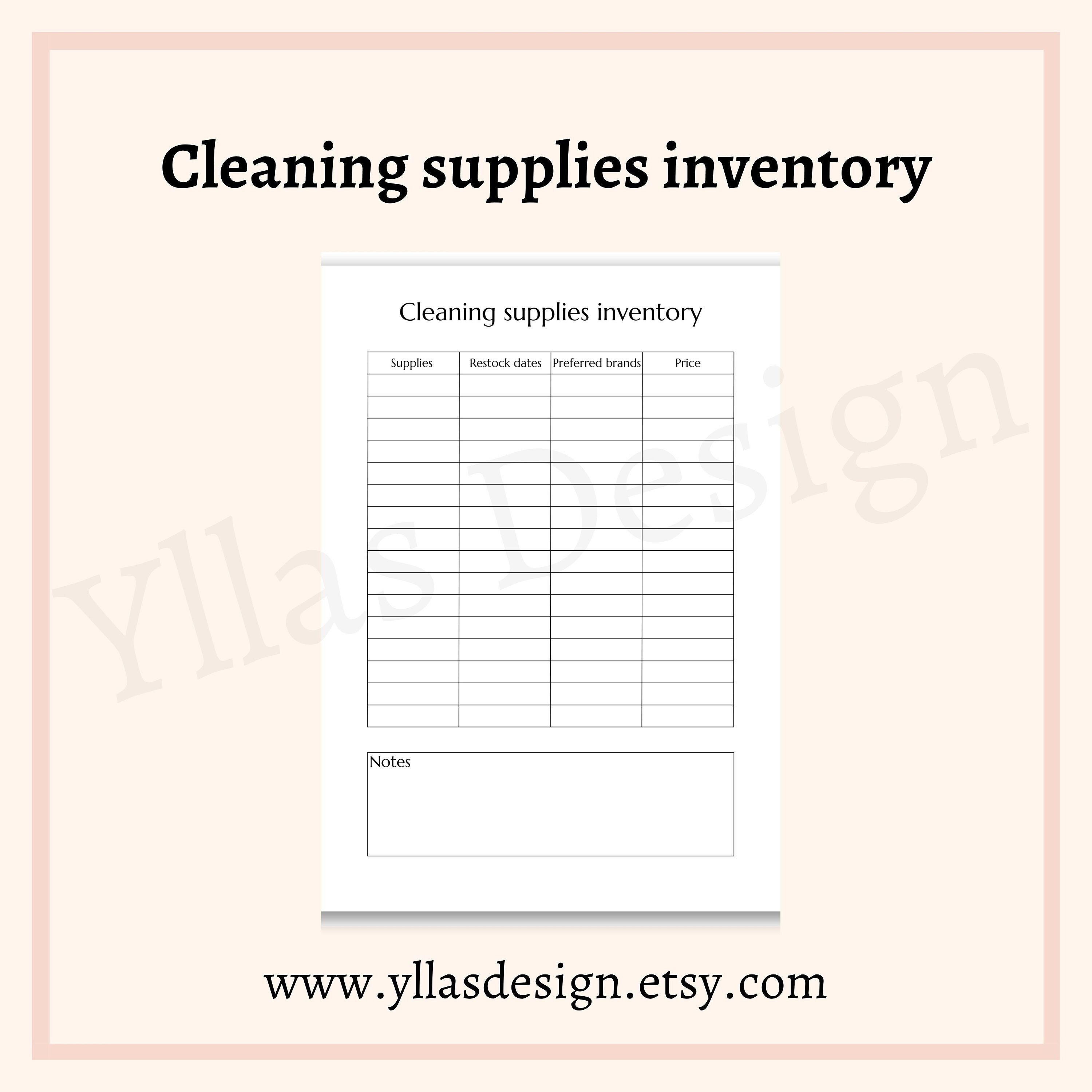 Cleaning Supplies Inventory Checklist Printable Pdf Cleaning Checklist ...