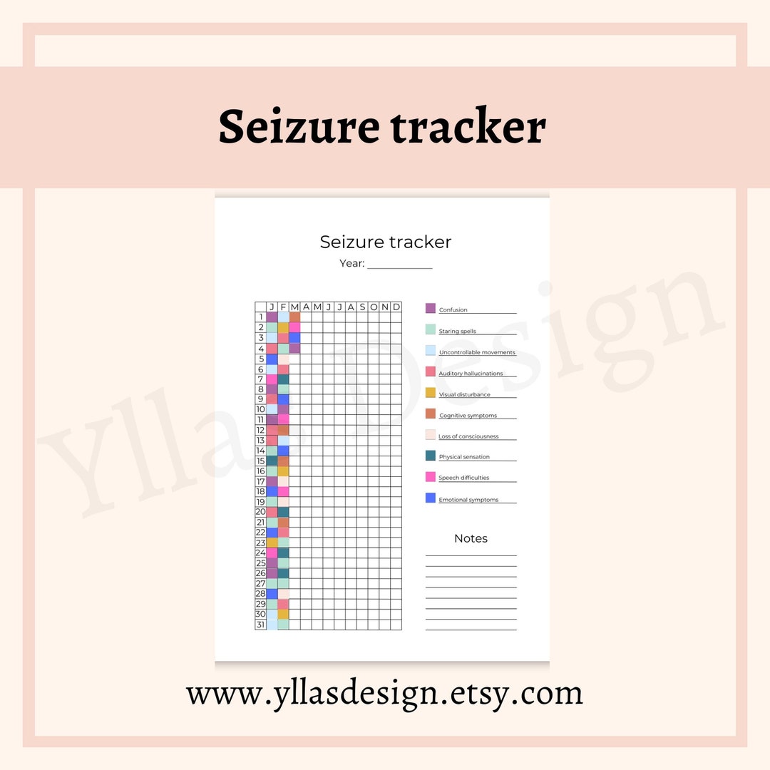 Seizure Tracker Printable Pdf Health Tracker Symptom Tracker Planner Page Health Log Journal ...