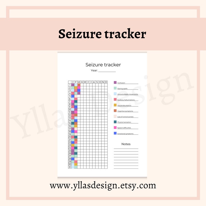 Seizure Tracker Printable Pdf Health Tracker Symptom Tracker Planner ...