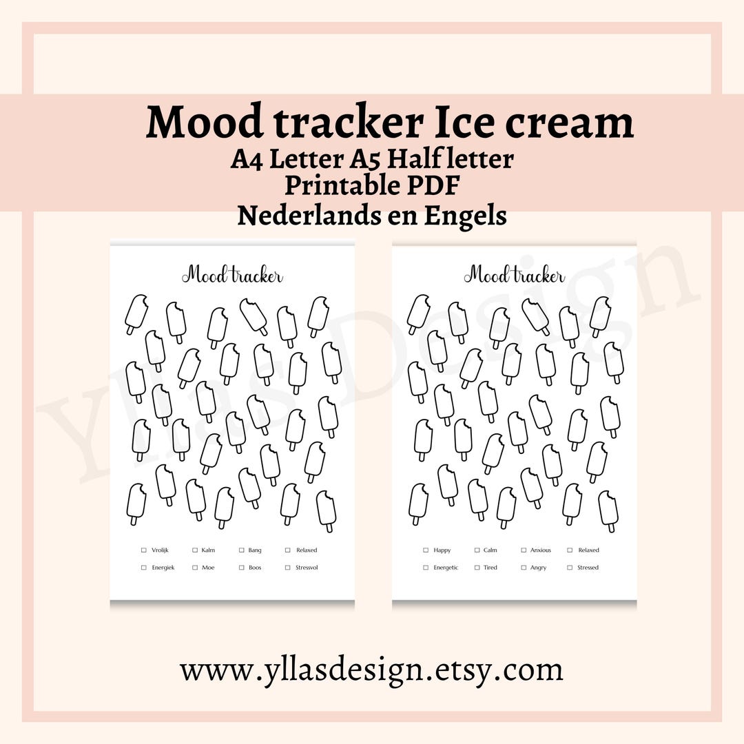 Ice Cream Mood Tracker Printable Sweet Treat Planner Page Daily Mood ...