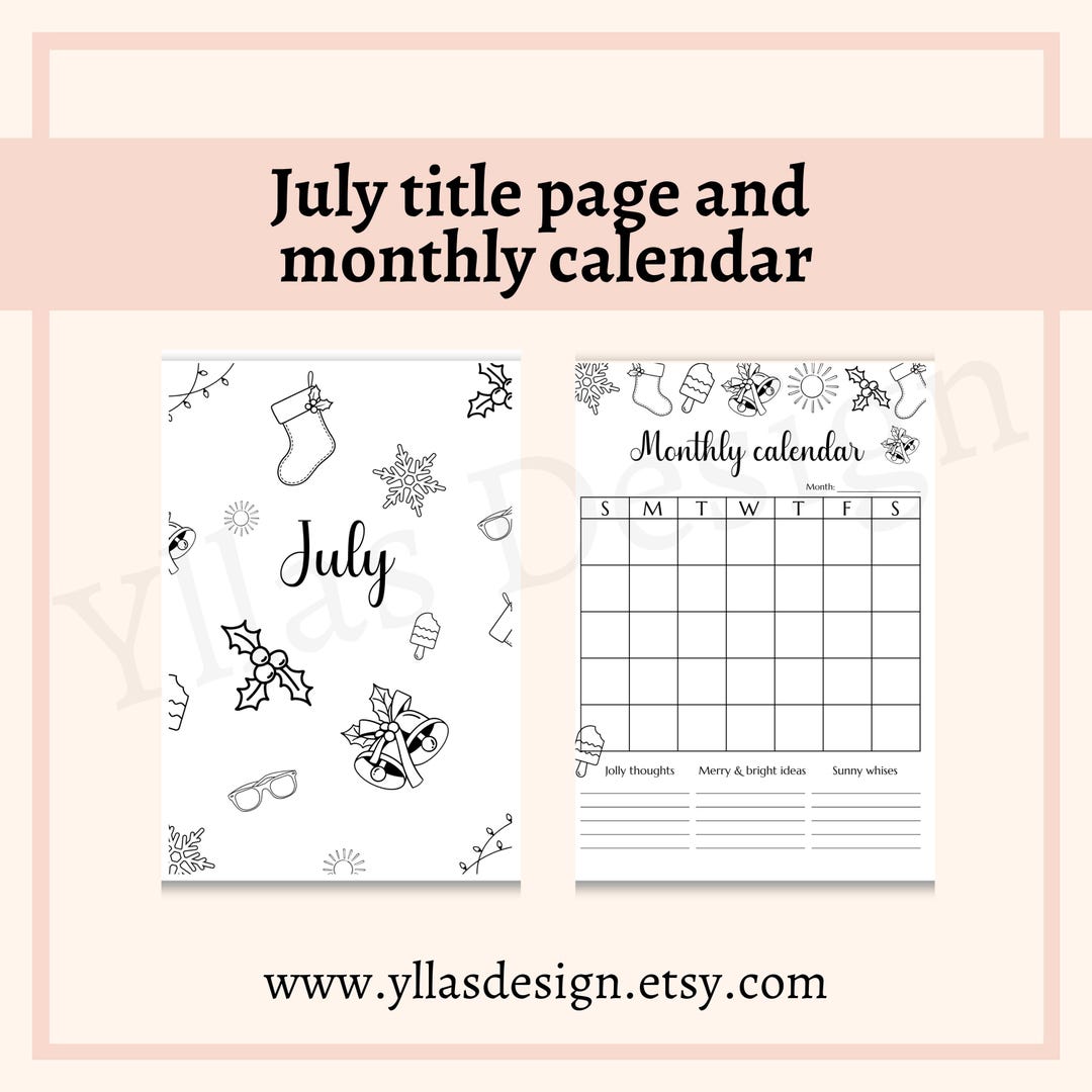 Christmas in July Title Page Printable Pfd Monthly Cover Page Monthly ...