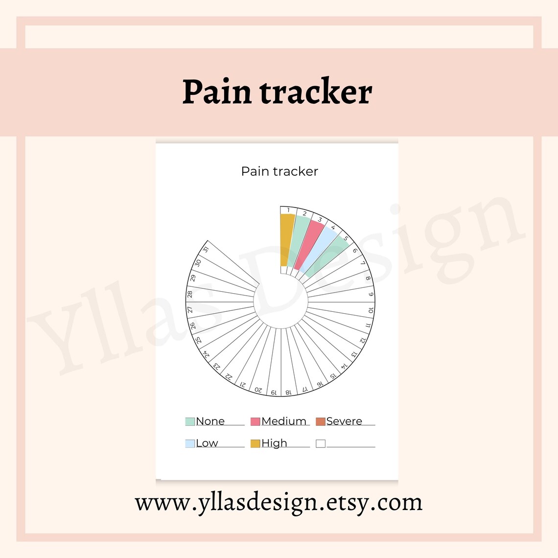 Pain Tracker A5 Yearly Printable Pdf Symptom Tracker Pain Log Health ...