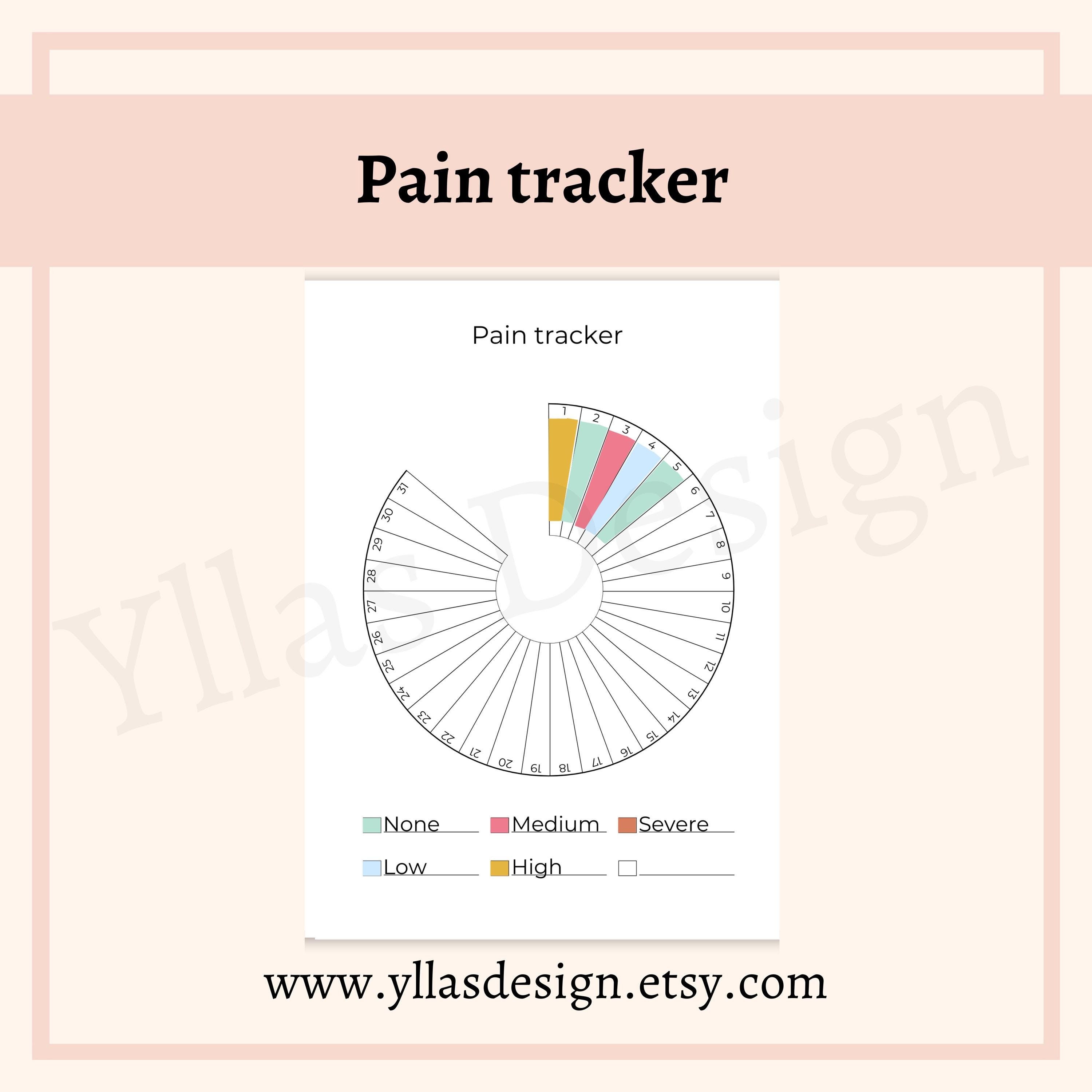 Pain Tracker A5 Yearly Printable Pdf Symptom Tracker Pain Log Health ...