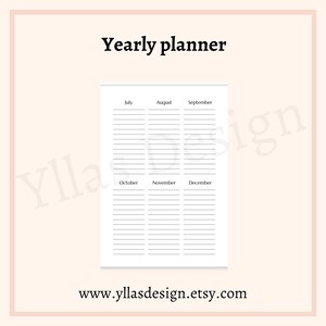 Yearly Planner Printable Pdf 6 Months on 1 Page Planner Yearly Task ...