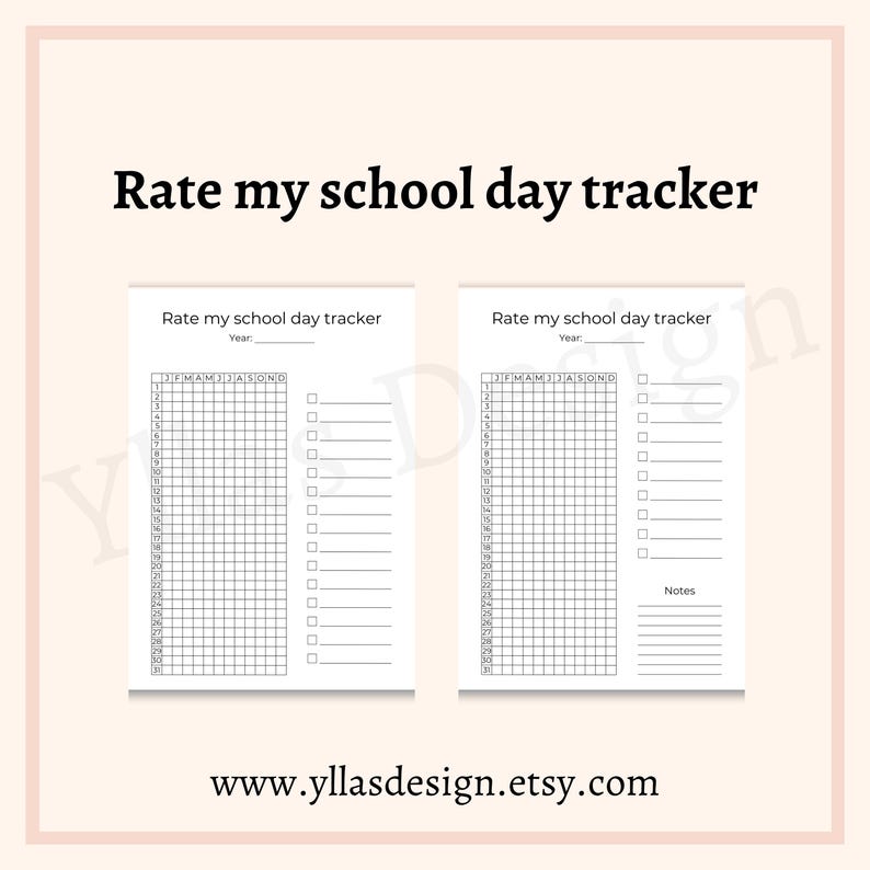 Rate My School Day Tracker Printable Pdf Yearly Student Journal School Mood Tracker Student ...