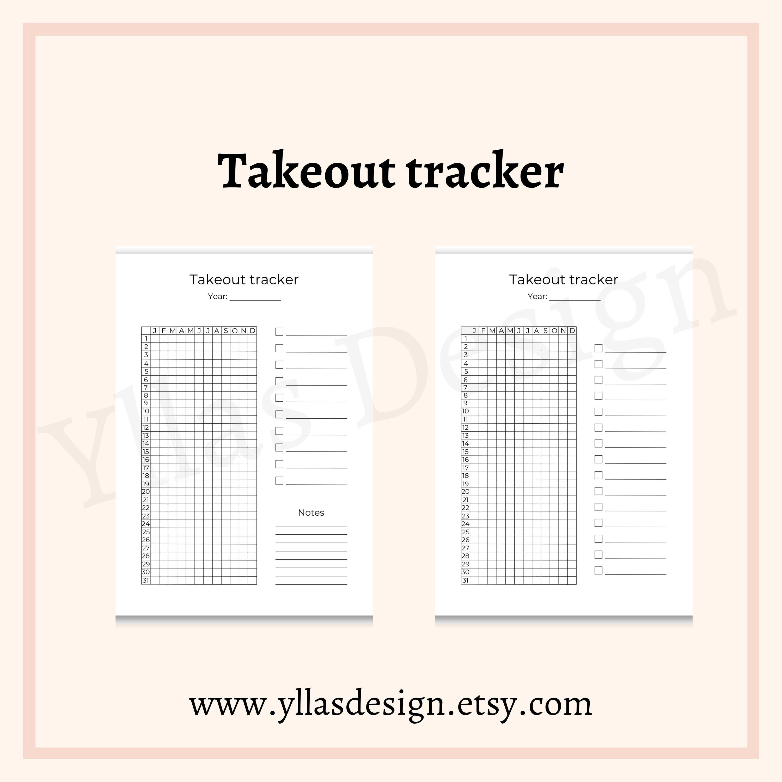 Takeout Tracker Journal Page Printable Pdf Eating Tracker Food Log ...