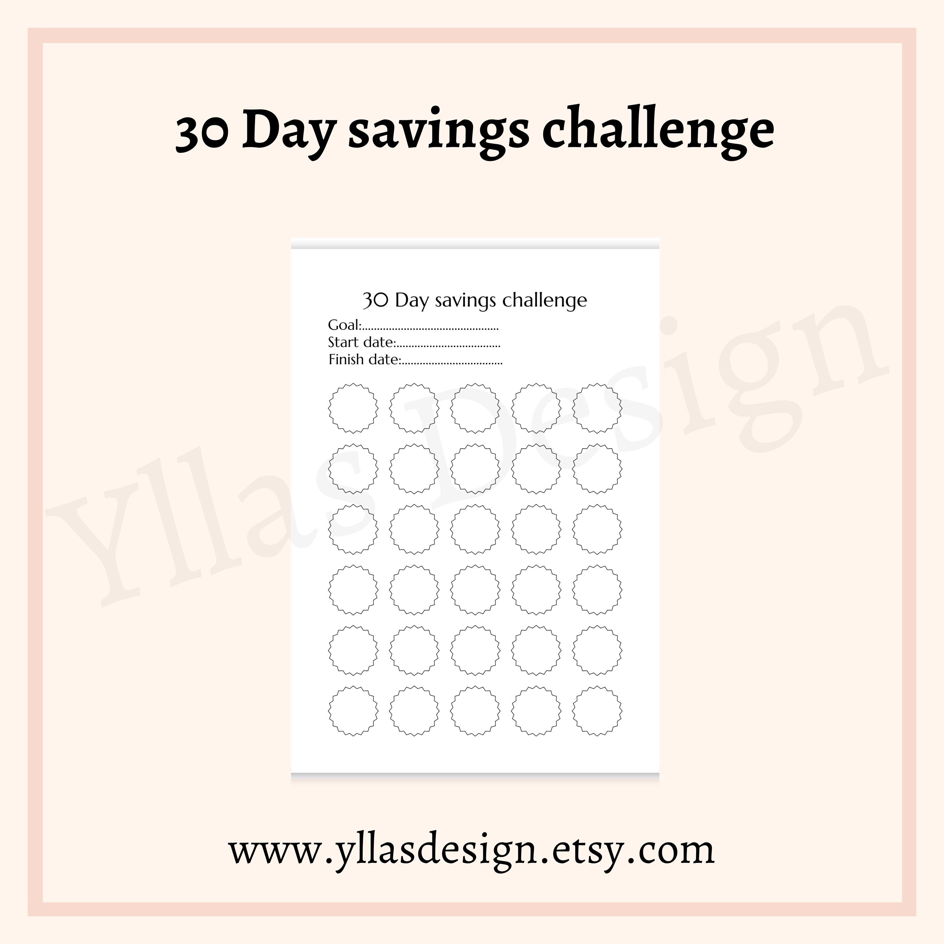 30 Day Savings Challenge Printable Pdf Monthly Savings Challenge 4 Week ...