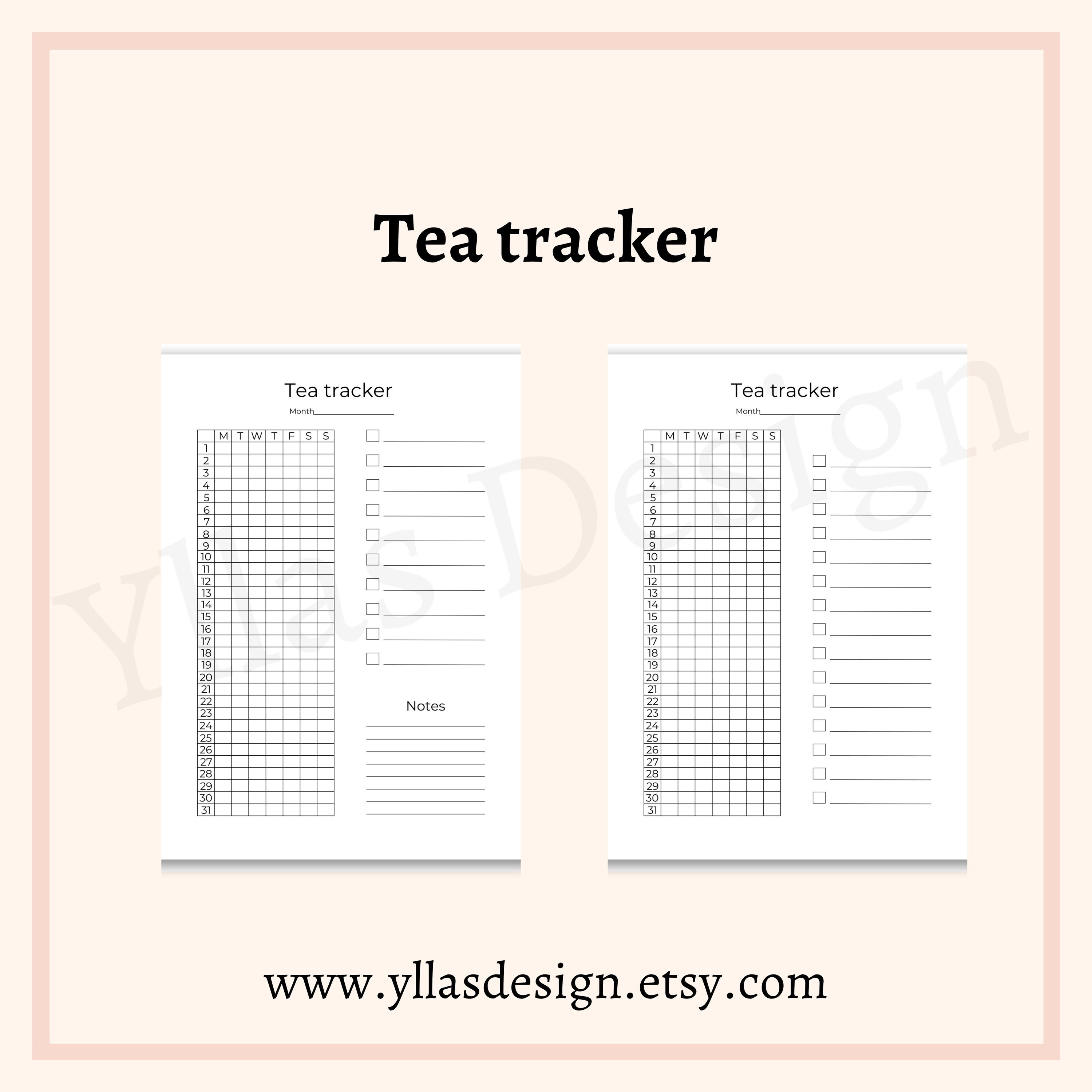 Tea Tracker Printable Pdf Journal Page Health Tracker Planner Page Food ...