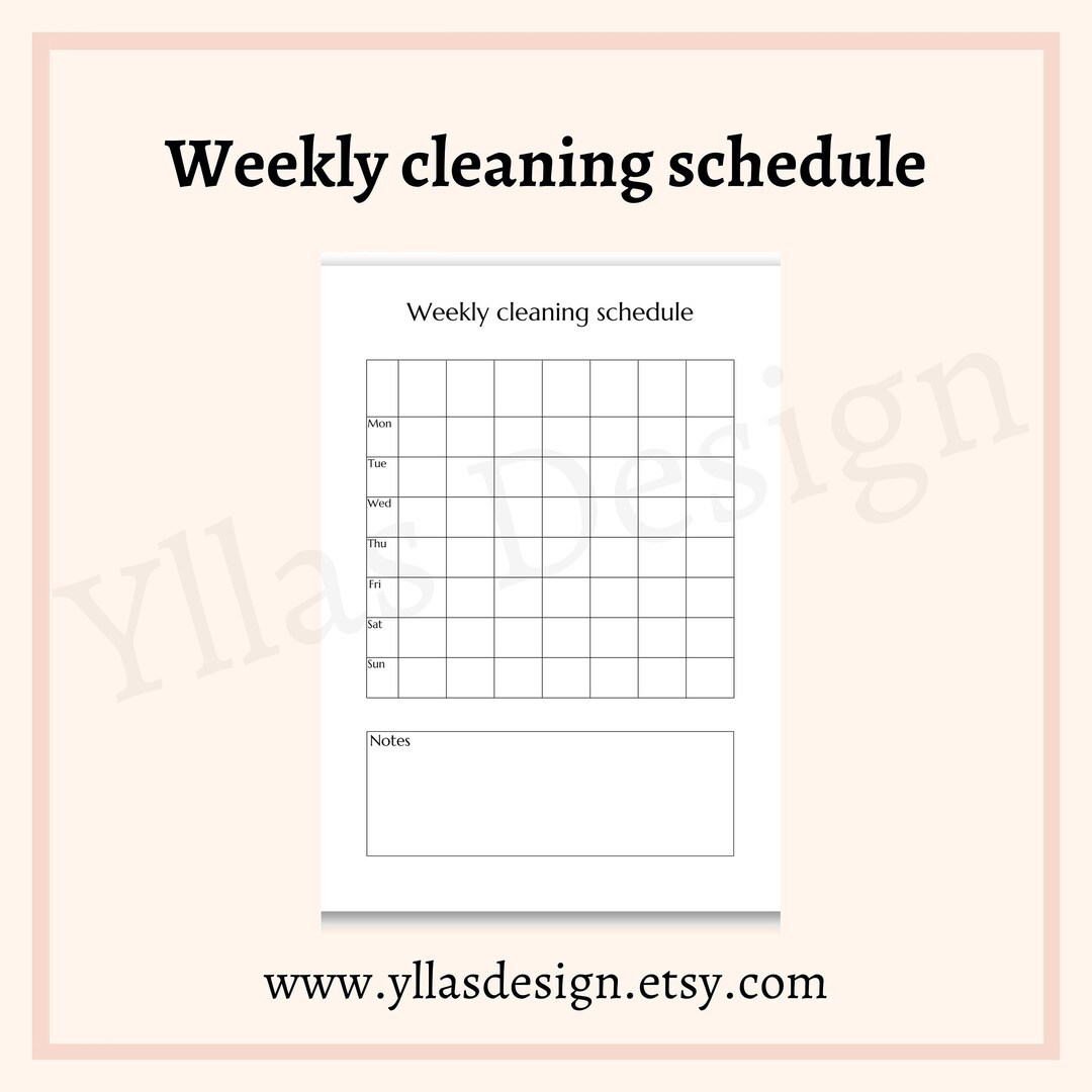 Weekly Cleaning Planner Printable Pdf 7 Day Cleaning Schedule House ...
