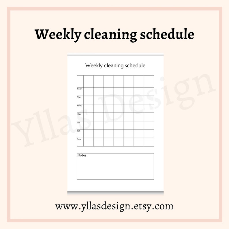 Weekly Cleaning Planner Printable Pdf 7 Day Cleaning Schedule House ...