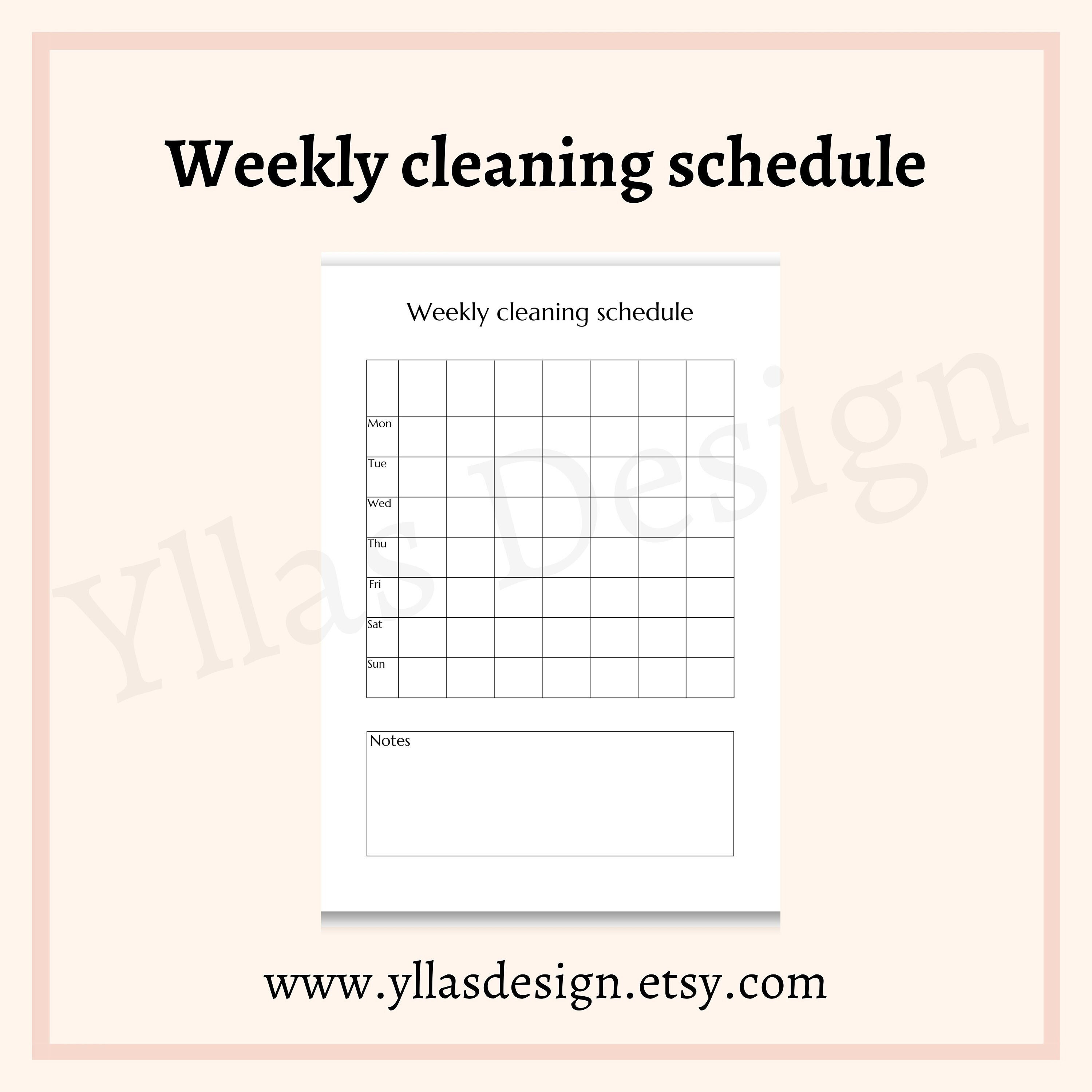 Weekly Cleaning Planner Printable Pdf 7 Day Cleaning Schedule House ...