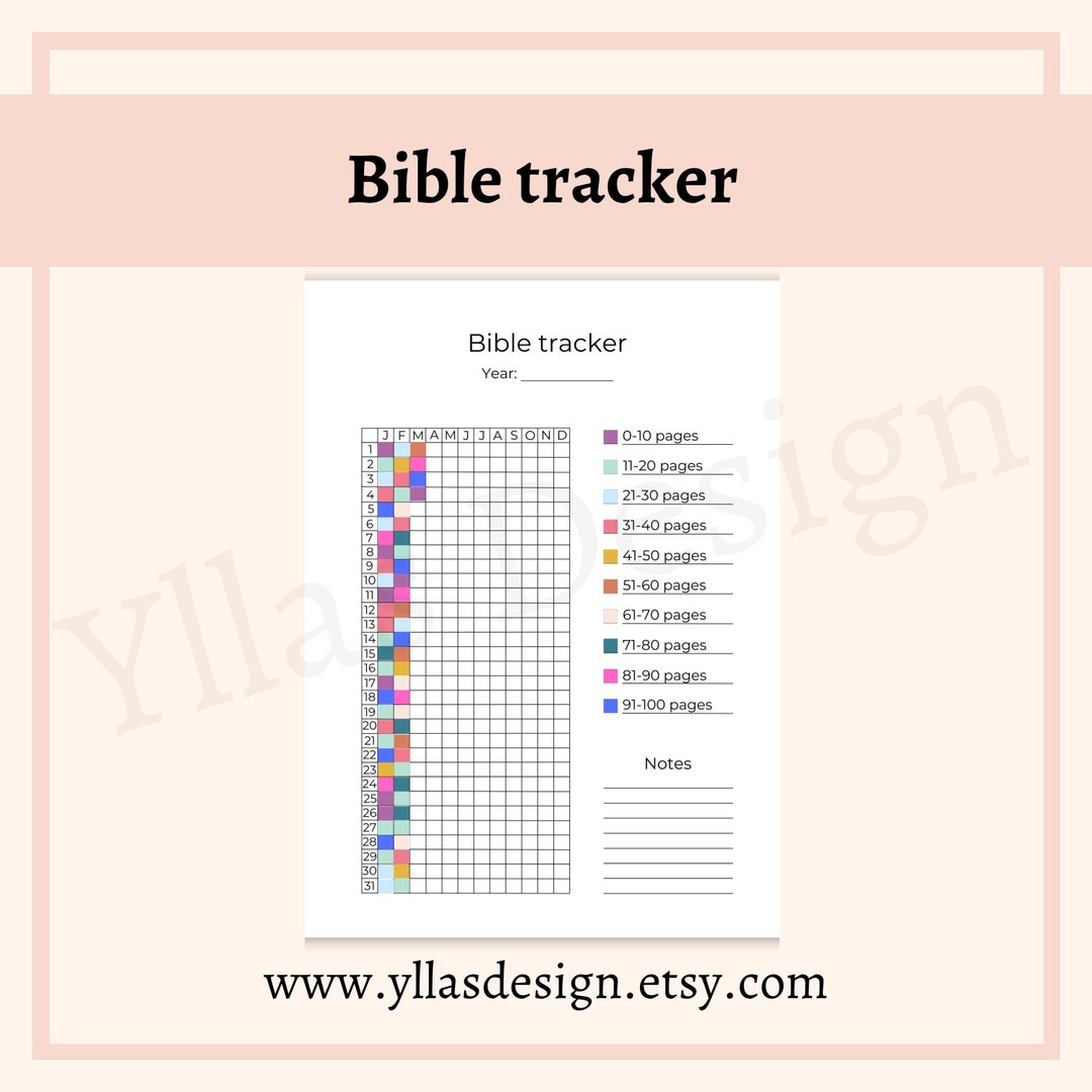 Bible Tracker Printable Pdf Bible Study Organizer Yearly Bible Reading ...