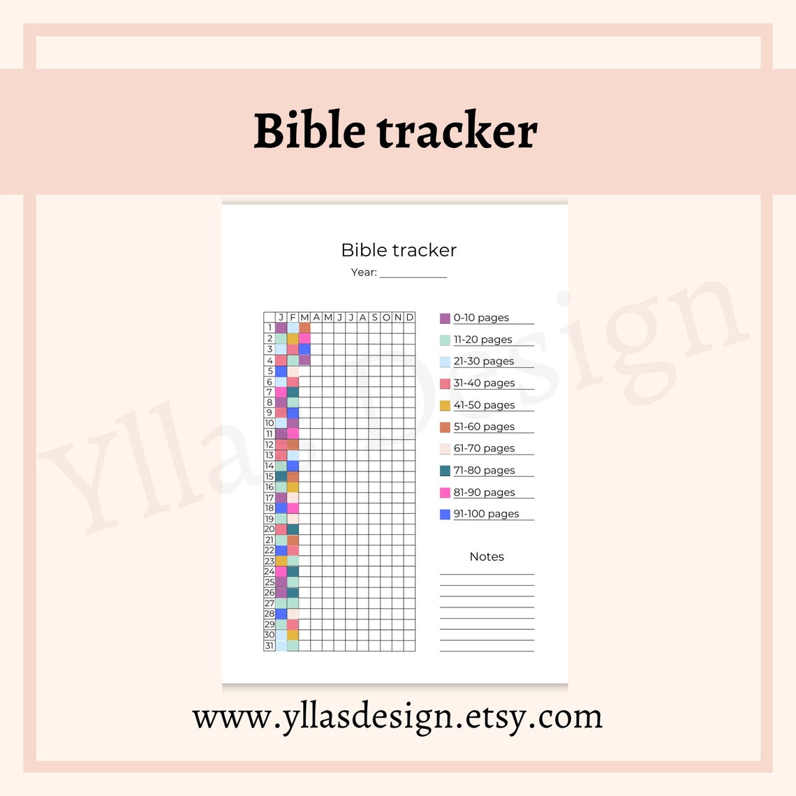 Bible Tracker Printable Pdf Bible Study Organizer Yearly Bible Reading ...