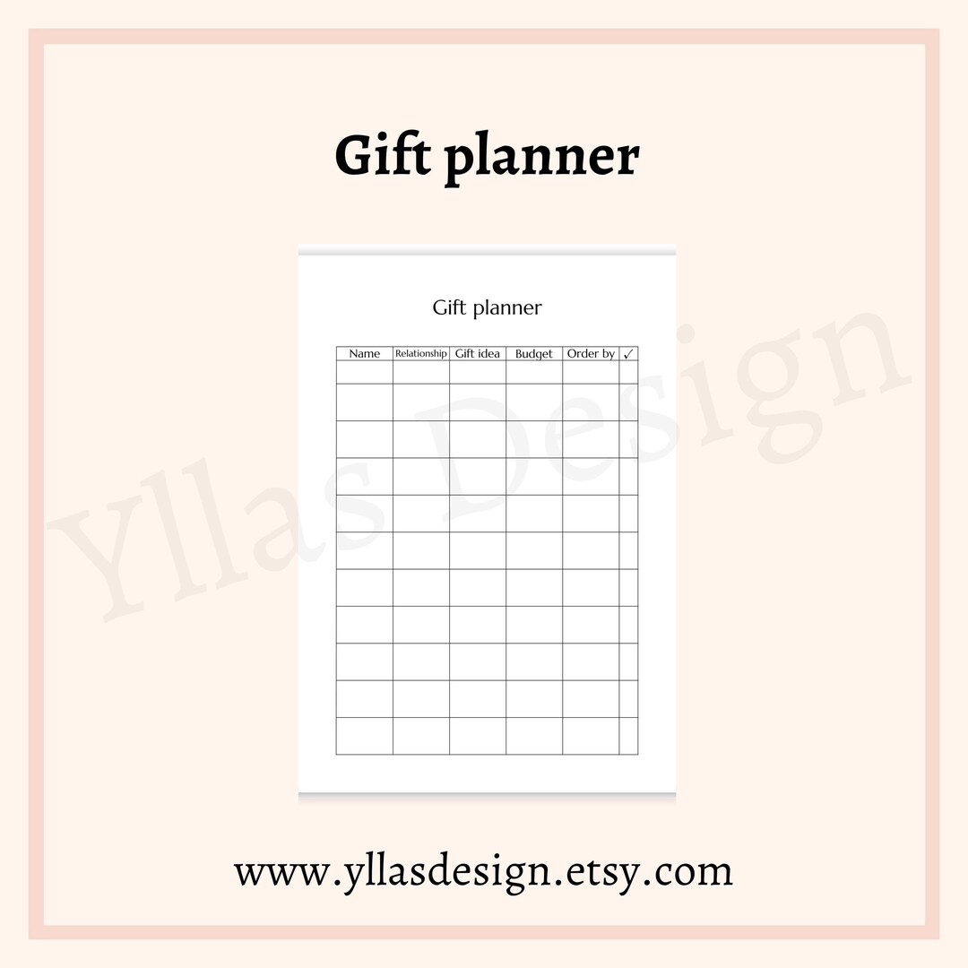 Gift Planner Printable Fillable Pdf Gift Ideas Gift Shopping List ...