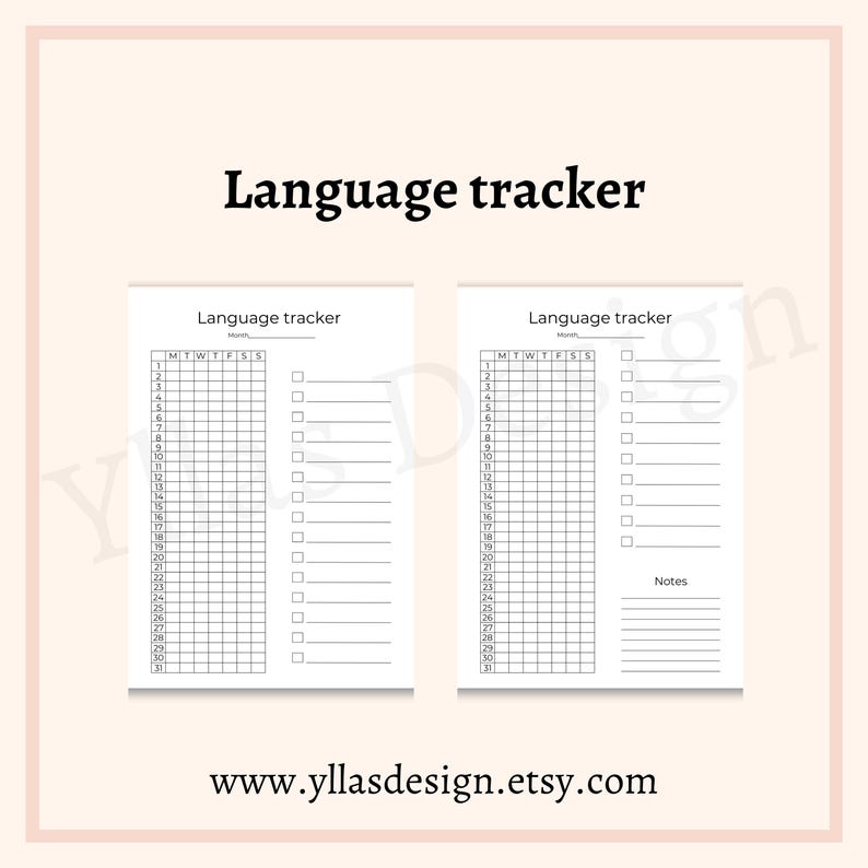 Language Tracker Printable Pdf New Language Log Learning Language Habit ...