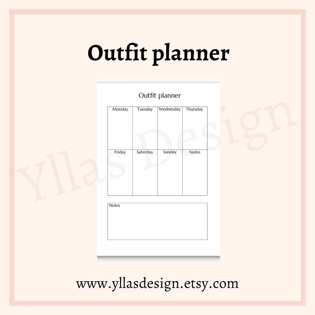 Weekly Outfit Planner Printable Pdf 7 Day Outfit Planner Business ...