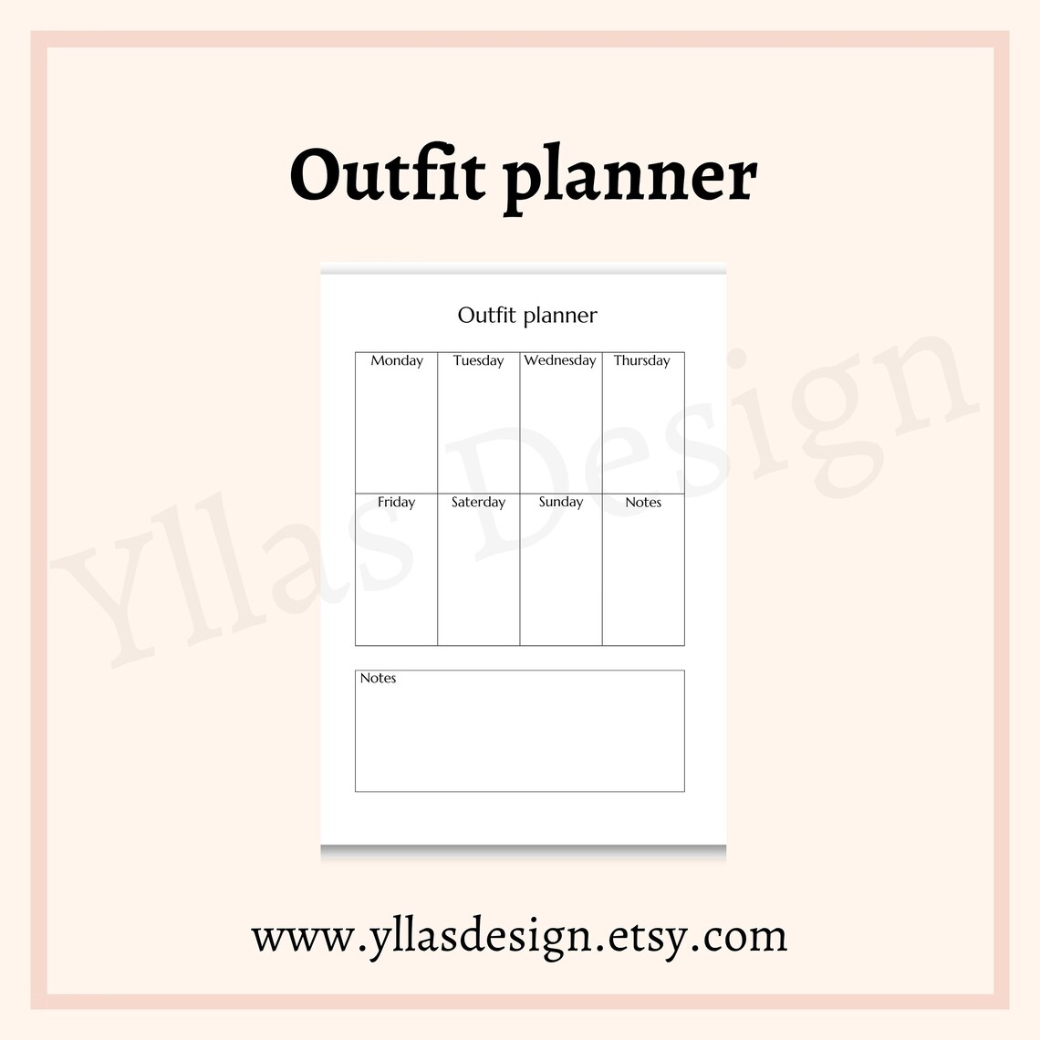Weekly Outfit Planner Printable Pdf 7 Day Outfit Planner Business ...