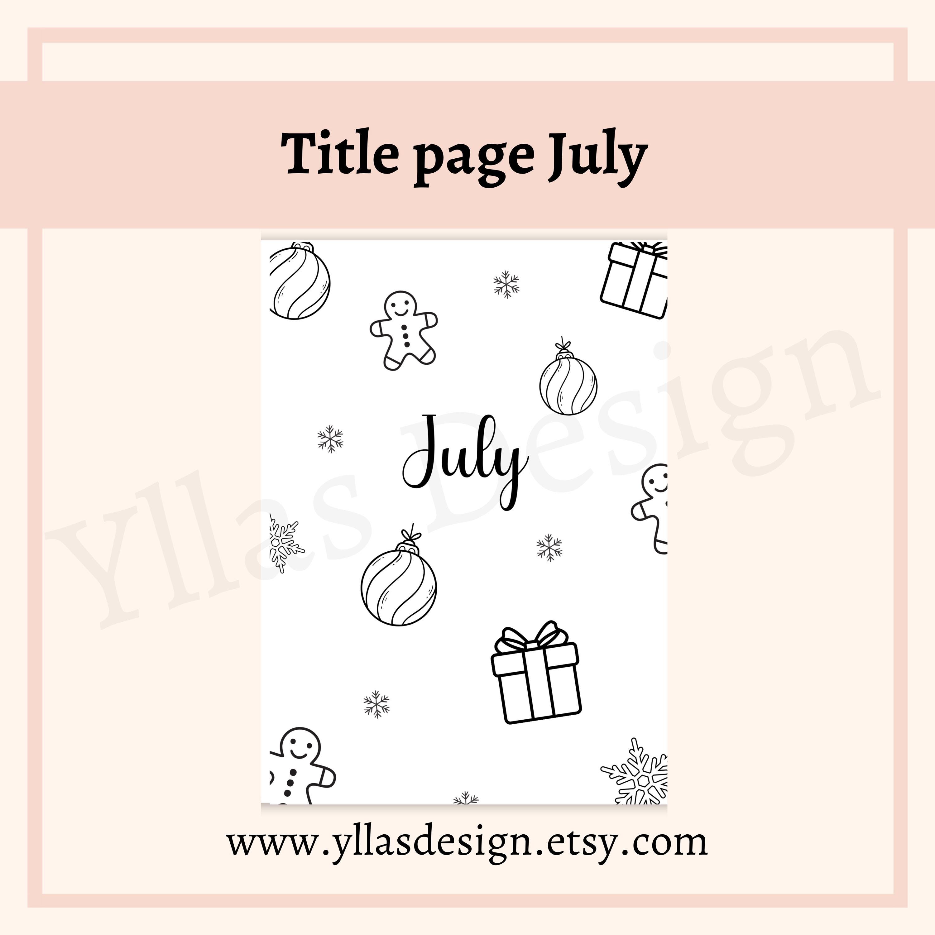 Christmas in July Title Page Printable Pfd Monthly Cover Page Monthly ...