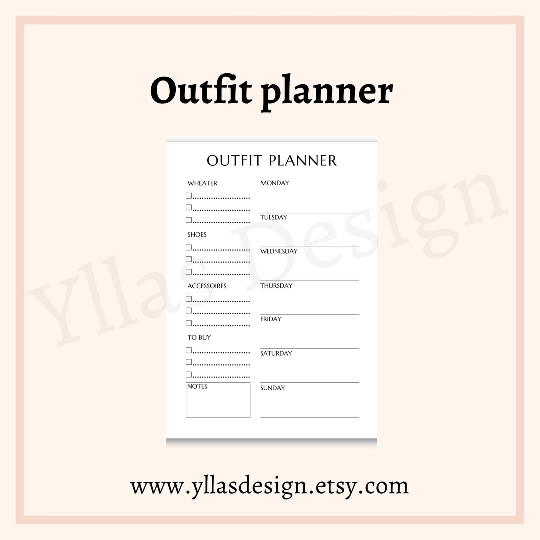 Travel Outfit Planner Printable Pdf Vacation Outfit Planning Weekly ...