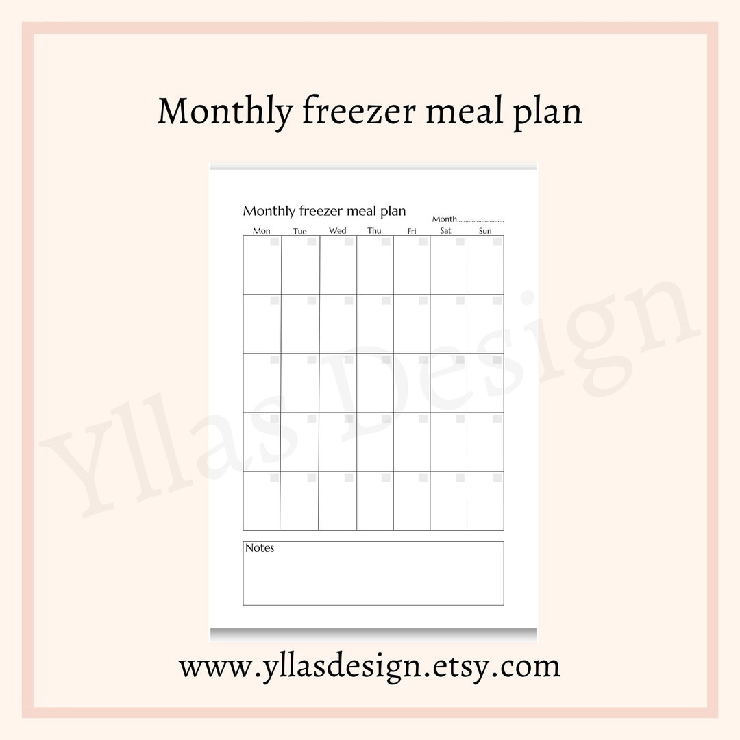 Monthly Freezer Planner Printable Pdf 4 Week Freezer Planning Healt and ...