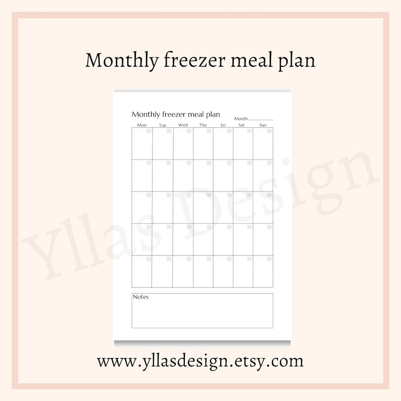 Monthly Freezer Planner Printable Pdf 4 Week Freezer Planning Healt and ...