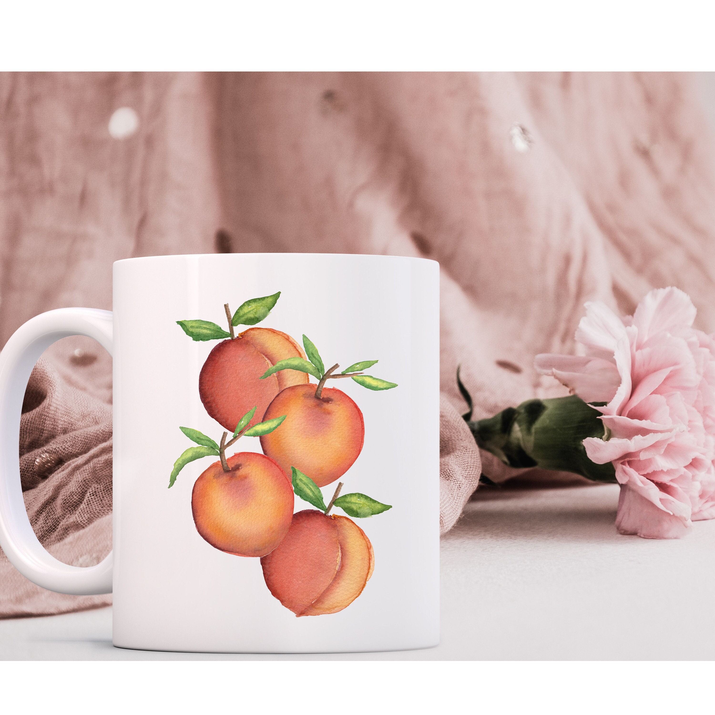 Peach Mug Birthday Gift Peach Art Design Mug Cottagecore Mug Peach ...