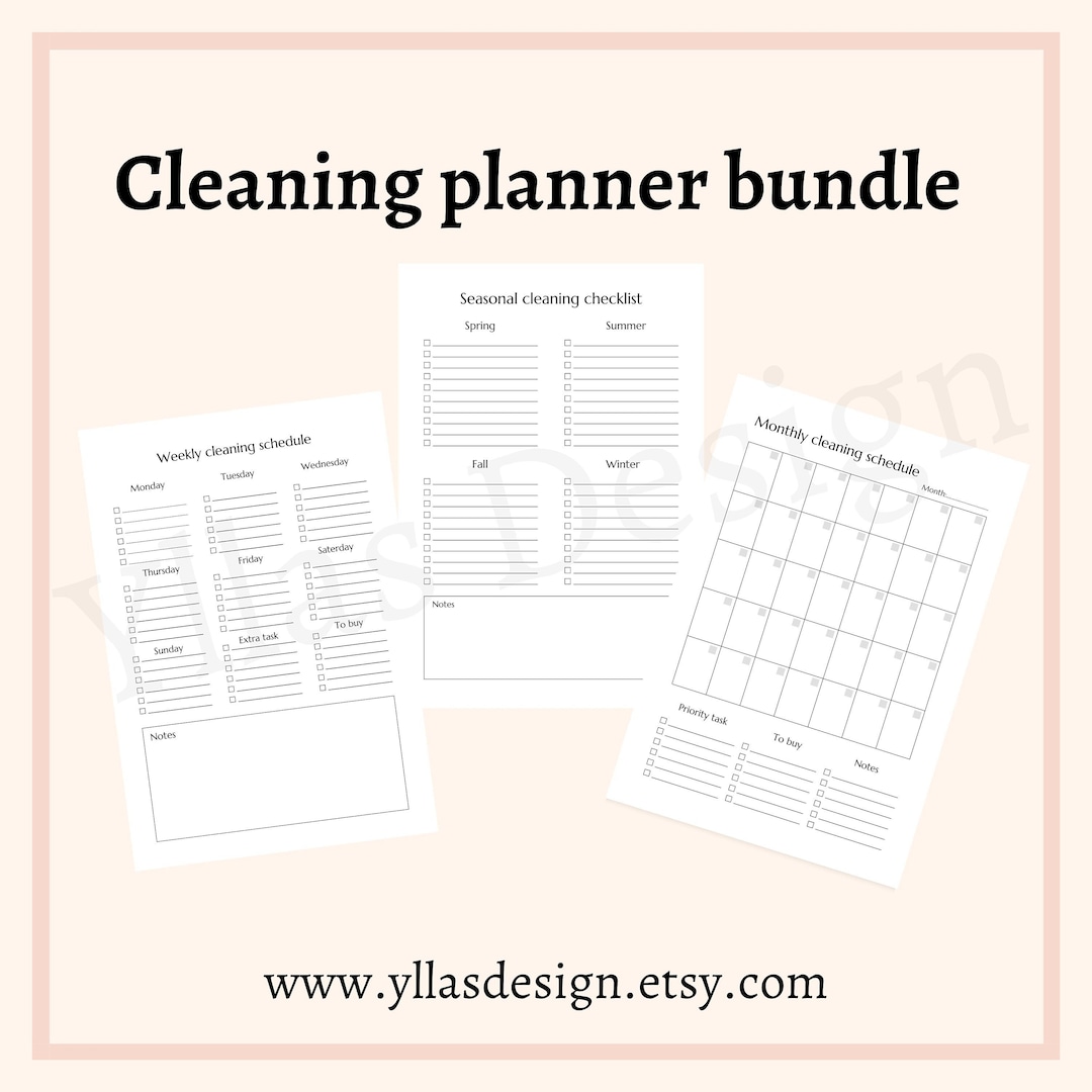 Cleaning Planner Bundle Printable Editable Pdf Weekly Monthly Cleaning ...