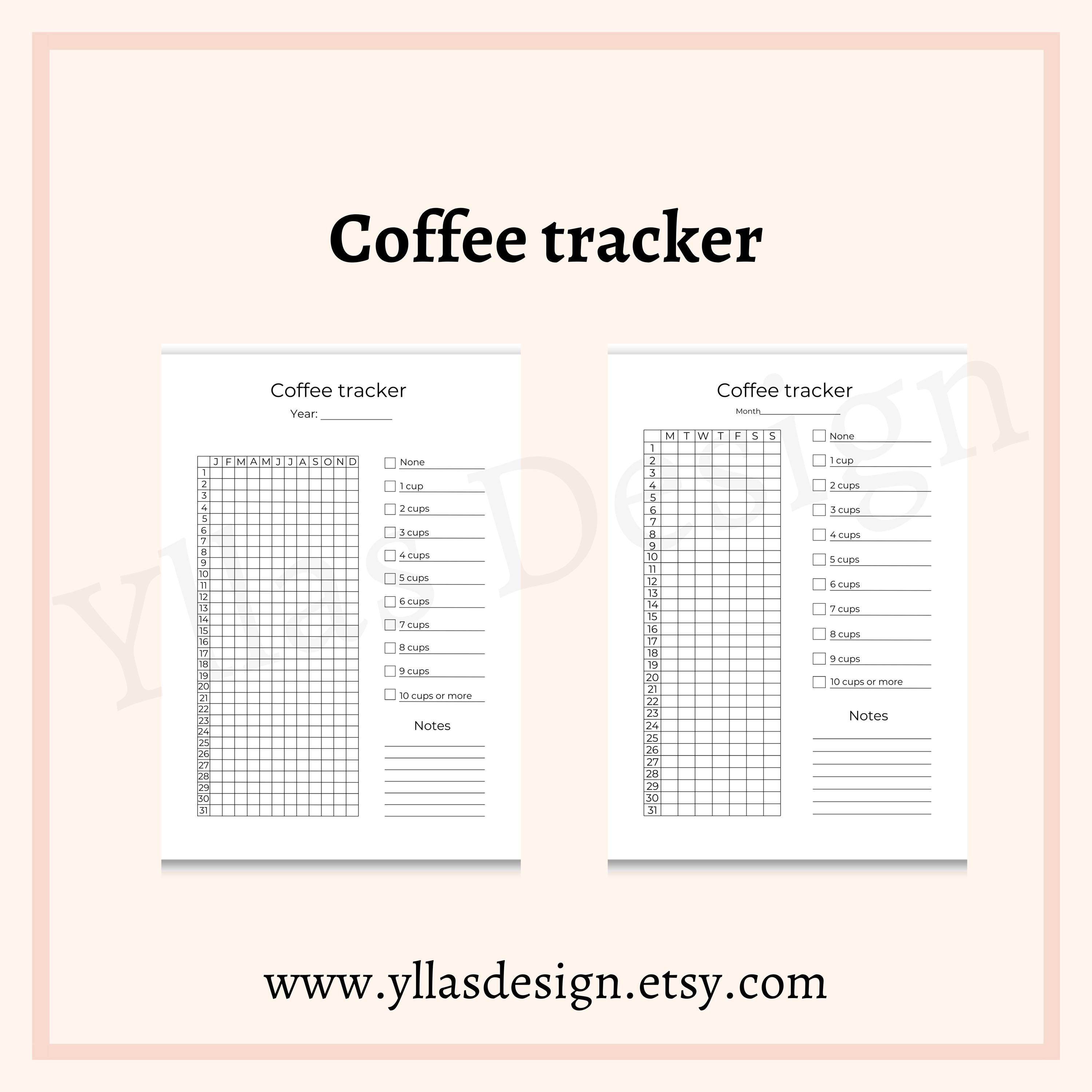 Coffee Tracker Printable Pdf Caffeine Tracker Health Tracker Food ...