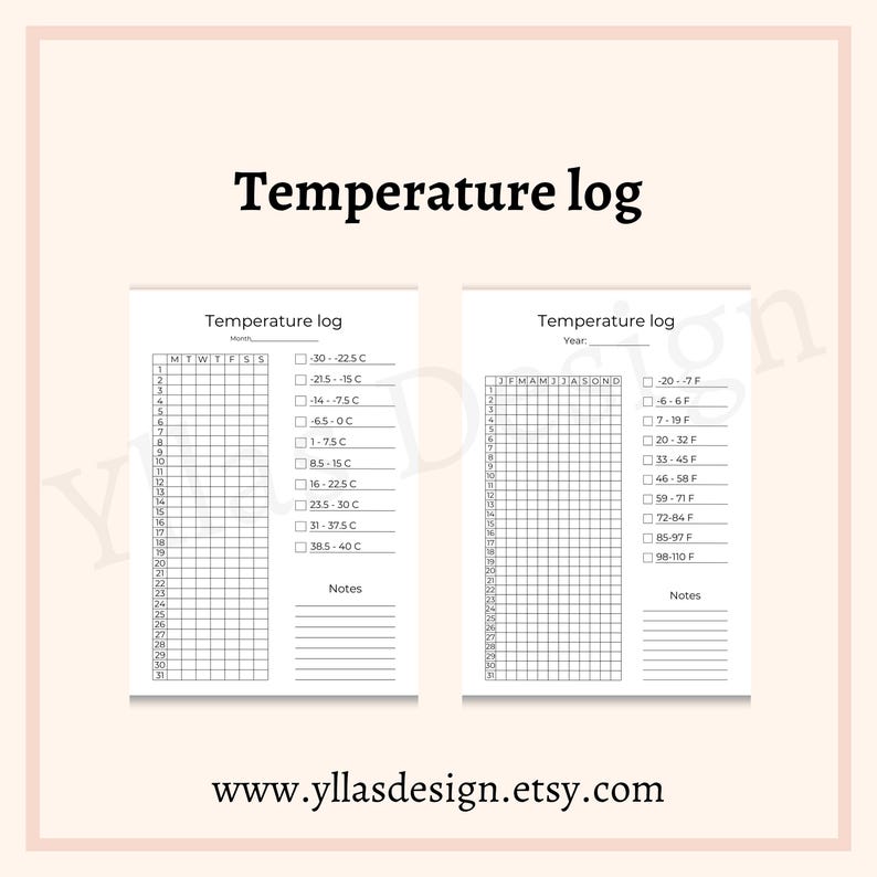 Temperature Log Printable Pdf Temperature Tracker Wheater Tracker ...