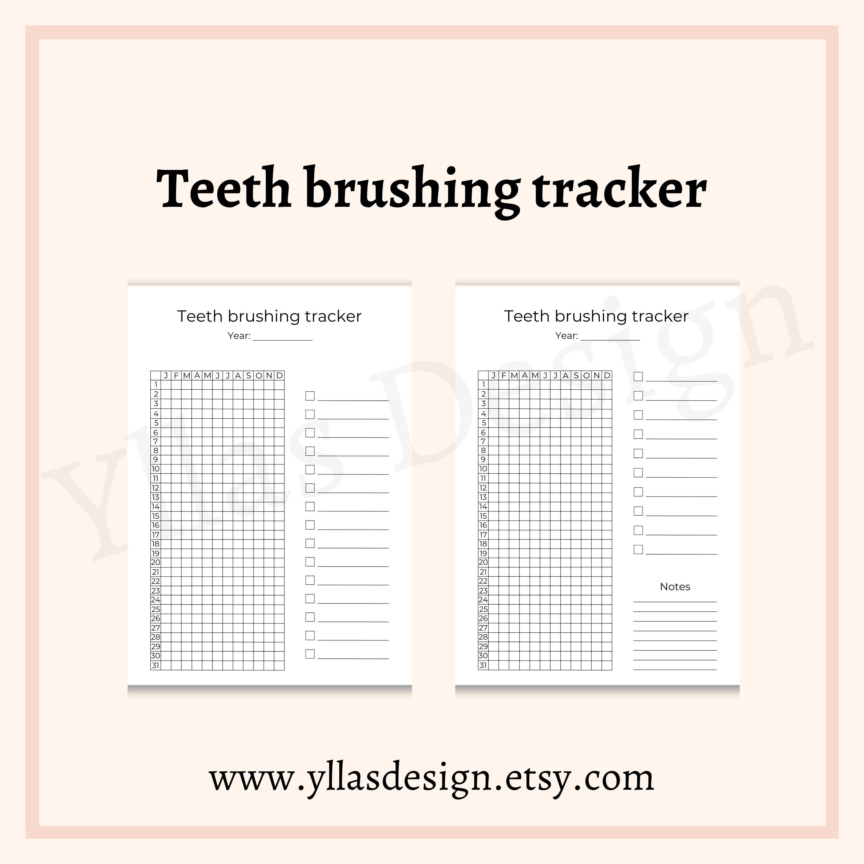 Teeth Brushing Tracker Printable Pdf Dental Hygiene Tracker Kids Teeth ...