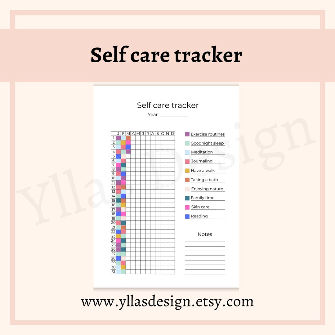 Self Care Tracker Printable Pdf Journal Page Planner Page Habit Tracker ...