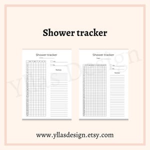 Shower Tracker Yearly Printable Pdf Daily Self Care Log Hair Wash ...