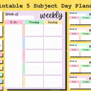 5 Subject Digital Planner | Digital Download | Digital Calendar ...