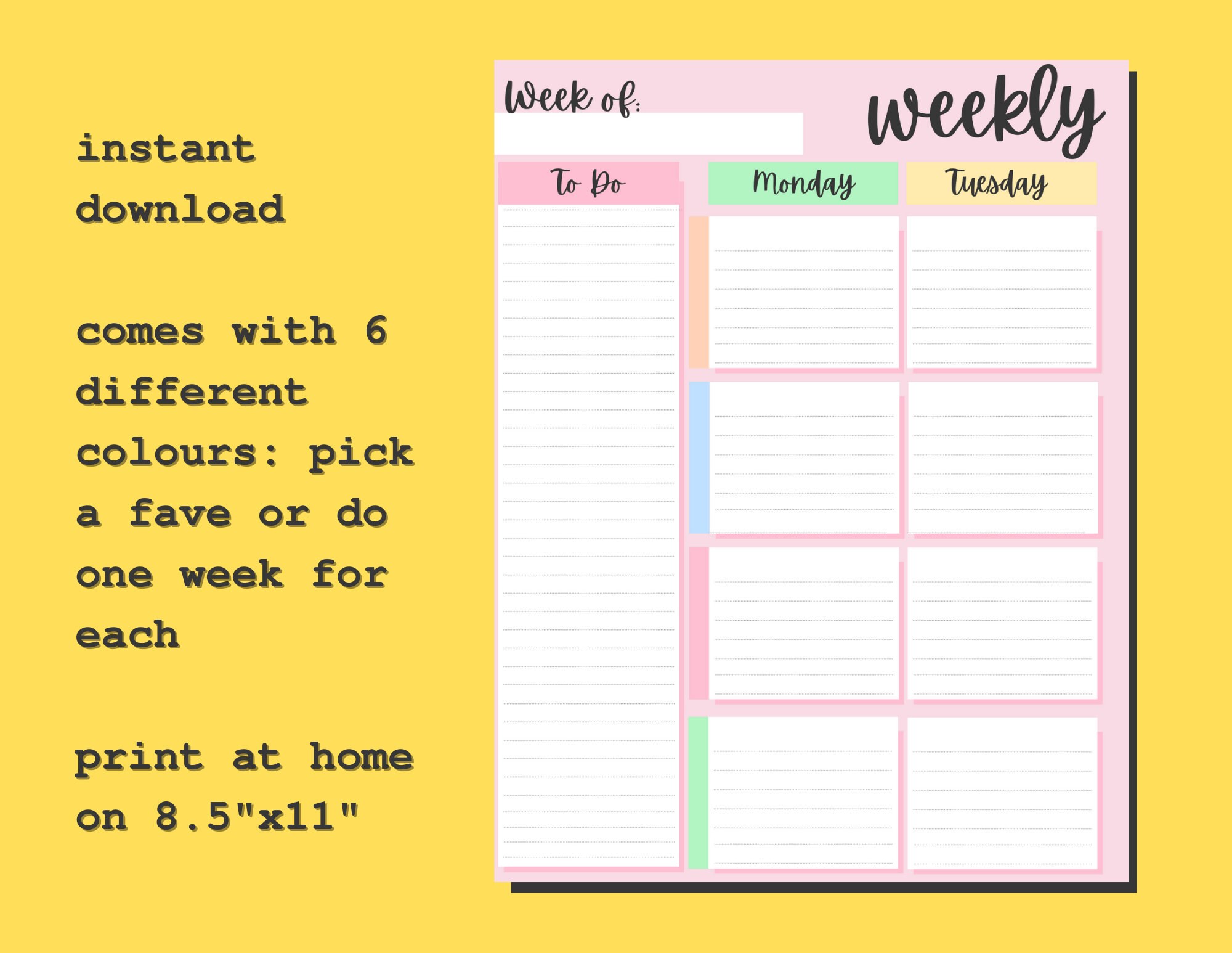 4 Subject Digital Planner | Digital Download | Digital Calendar ...