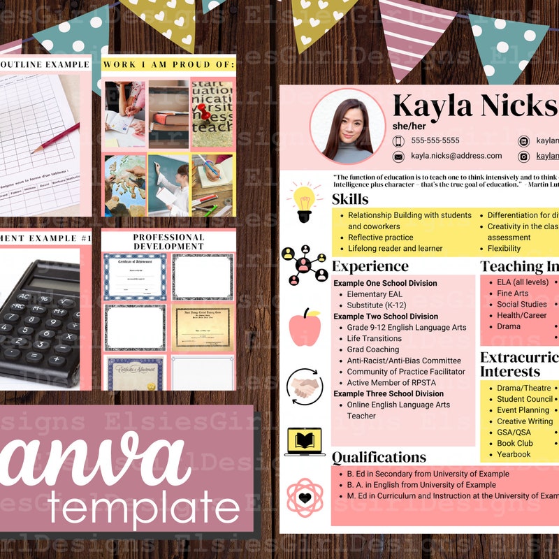 Teacher Resume Portfolio Template - Etsy