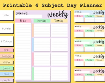 5 Subject Digital Planner | Digital Download | Digital Calendar ...