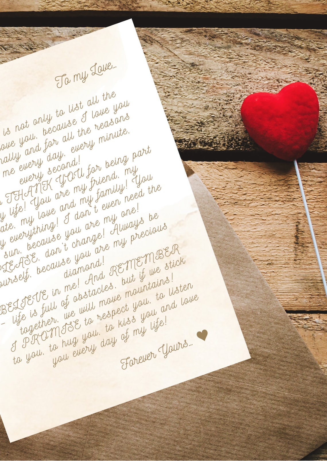 Letter of Love | Unique Gift for Him or Her | Printable A4 (wedding ...